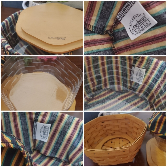 Longaberger | Kitchen | Longaberger Hexagon Handwoven Basket W Wooden ...